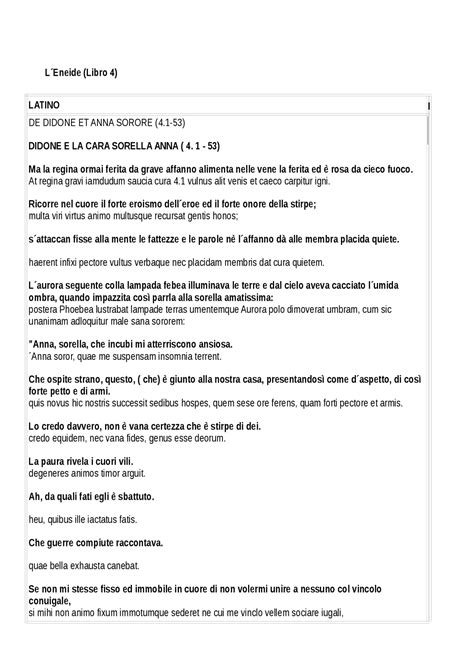 Traduzione Libro Iv Eneide Traduzioni Di Lingua Latina Docsity