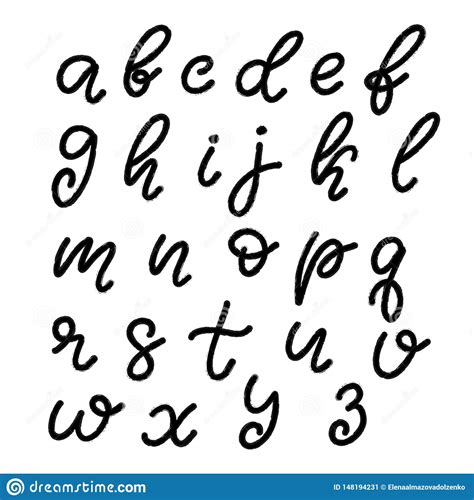 Mano Dibujada Poniendo Letras A La Fuente Alfabeto Ilustración Del