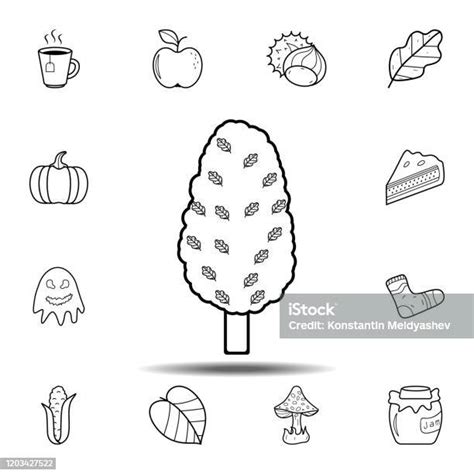 나뭇잎 아이콘 나무입니다 Ui 및 Ux 웹 사이트 또는 모바일 응용 프로그램에 대해 설정 가을 아이콘의 간단한 개요 벡터 요소 0명에 대한 스톡 벡터 아트 및 기타 이미지