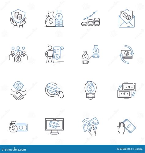 Saving Strategy Line Icons Collection Frugality Budgeting Planning