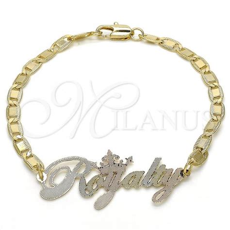 Oro Laminado Fancy Bracelet Gold Filled Style Nameplate Design Polis