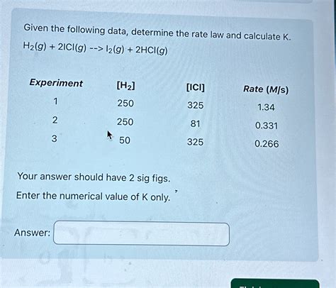 Solved Given The Following Data Determine The Rate Law And