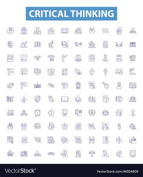 Critical Thinking Line Icons Signs Set Analyzing Vector Image