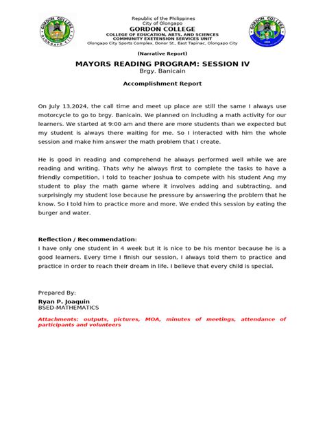 Narrative Report Format Pdf