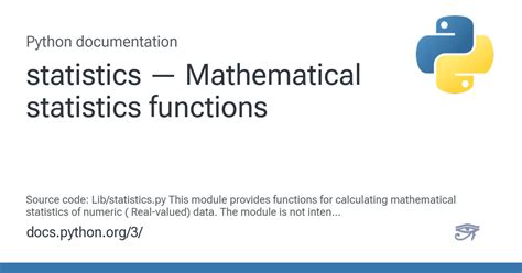 Statistics — Mathematical Statistics Functions — Python 3137