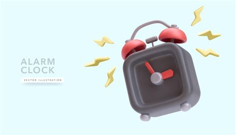 Premium Vector Realistic Falling Vintage Alarm Clock With Flash Isolated On Blue Background