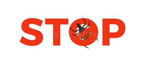 Encephalitis Tick Insects And Symbols Stop Ticks Vector Illustration