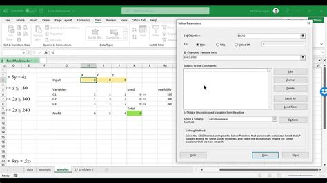 4 simplex method using excel part 1 youtube
