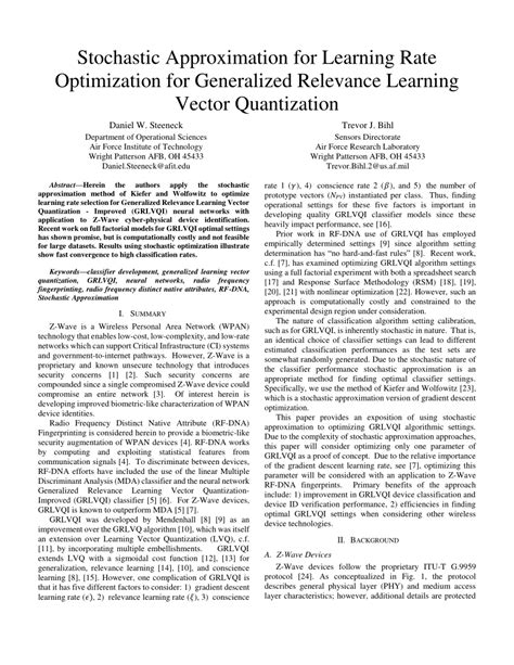 Pdf Stochastic Approximation For Learning Rate Optimization For