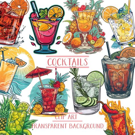 Cocktail Png Bundle Cocktail Clipart Bundle Mojito Png Pina Etsy