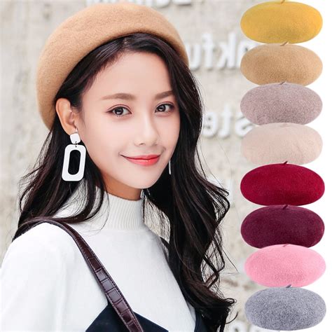 Beret Hat Wool French Beanie Hat Outdoor Hat Winter Hat Fashion Lady