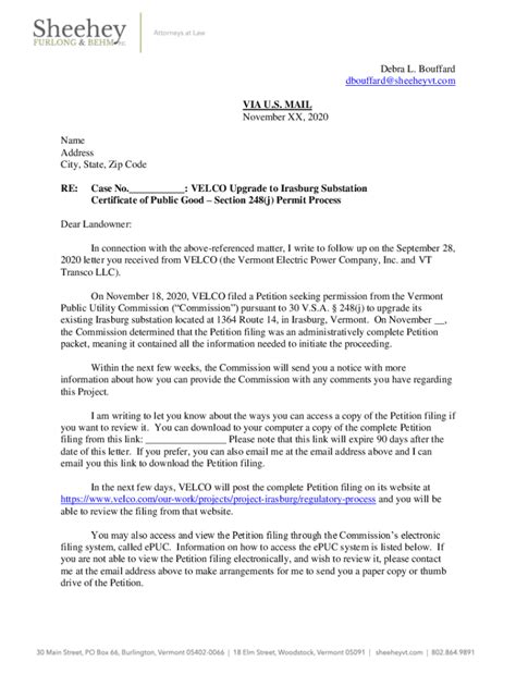 Fillable Online Debra L Bouffard Vermont Electric Power Company Fax Email Print Pdffiller
