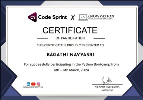 Navyasri Bagathi On Linkedin Pythonbootcamp Codesprint Codingjourney Python