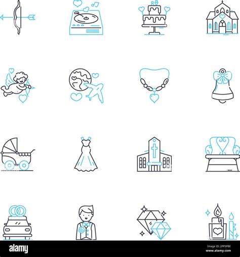 Matrimony Linear Icons Set Love Commitment Wedding Marriage Unity Vows Ceremony Line