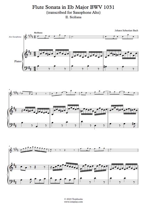 Flute Sonata In E Flat Major Bwv 1031 Ii Siciliano Adapted For