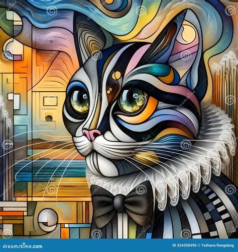 Fascinating Avant Garde Fashion Illustration Of A Cat Stock Illustration Illustration Of