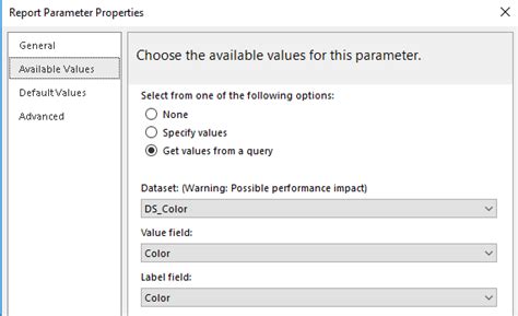 Sql Reporting Optional Parameter With Available Values Set
