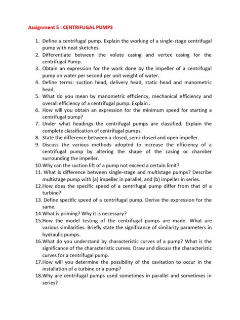 Assignment Centrifugal Pumps Pdf
