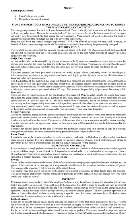 Module 4 Lecture Notes Module 4 Learning Objectives Identify The Security Tools Understand