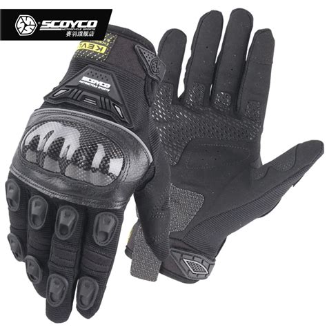 SCOYCO Motorcycle Gloves Carbon Fiber Breathable Gants Moto Finger Protective Gloves Motorbike