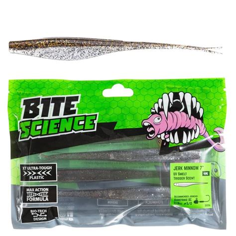 4 Pack Of 7 Inch Bite Science Jerk Minnow Soft Plastic Lures Uv Smelt Bunnings Australia