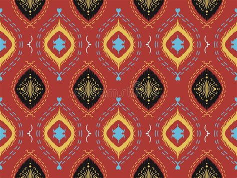 Fabric Ikat Seamless Geometric Ethnic Pattern Design For Background Or