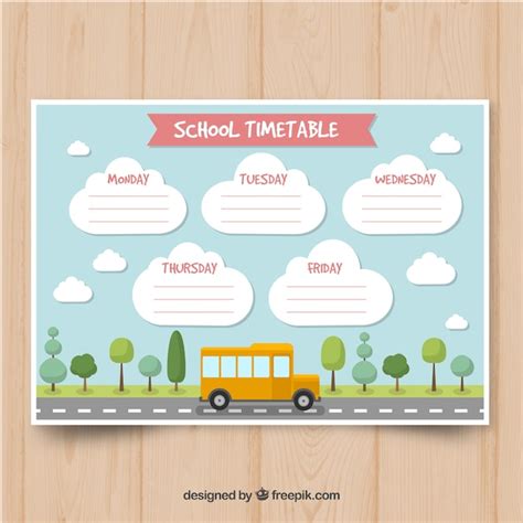 Plantilla De Horario Escolar En Estilo Plano Vector Gratis