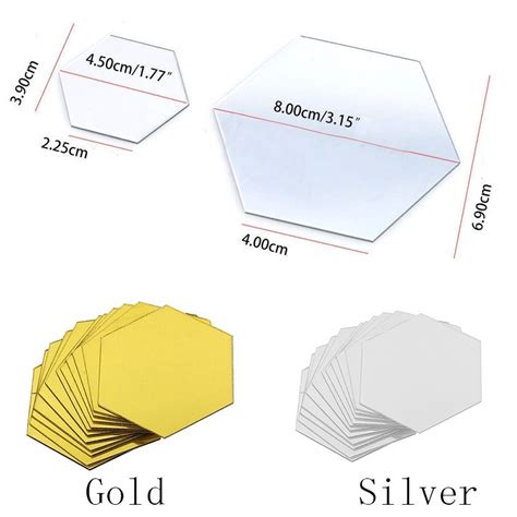 12pcs1set 3d Mirror Wall Stickers Vinyl Sticker Removable Hexagonal