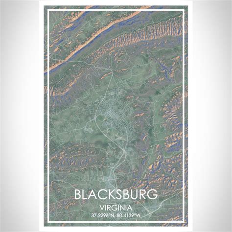 Blacksburg Virginia Map Print In Afternoon — Jace Maps