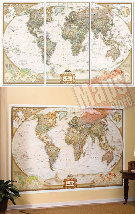 Mappa Murale Planisfero Politico In Stile Antico Con Stati Moderni In