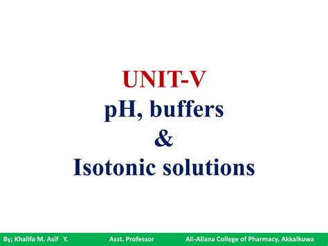 Ph, buffers & isotonic solution | PDF | Chemistry | Science