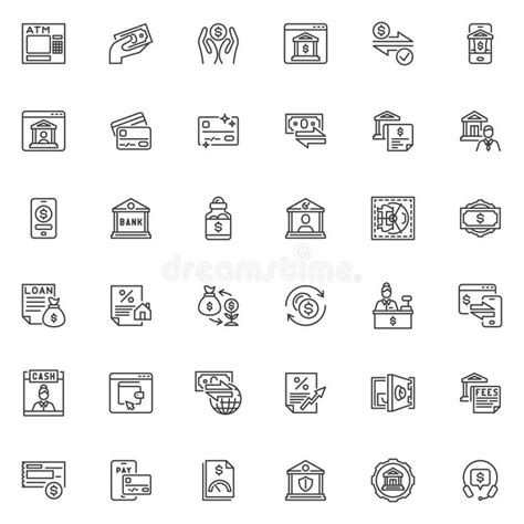 Banking Line Icons Set Stock Illustration Illustration Of Message 196719305