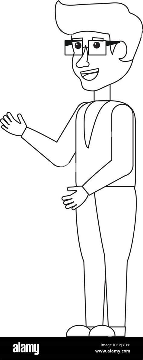 Cartoon Man Wearing Glasses Over White Background Vector Illustration