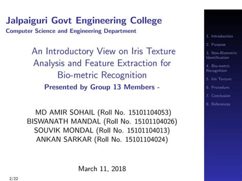 Iris Texture Analysis And Feature Extraction Ppt