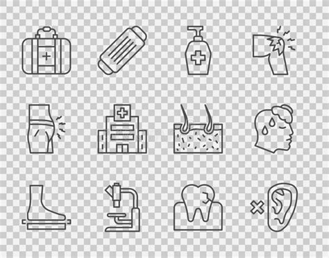 Set Line Flat Foot Deaf Liquid Antibacterial Soap Microscope First