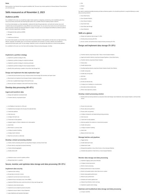 Study Guide For Exam Dp 203 Data Engineering On Microsoft Azure Microsoft Learn Pdf