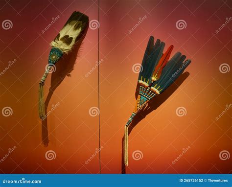 Bead And Feather Kiowa Fans On Display At The First Americans Museum In
