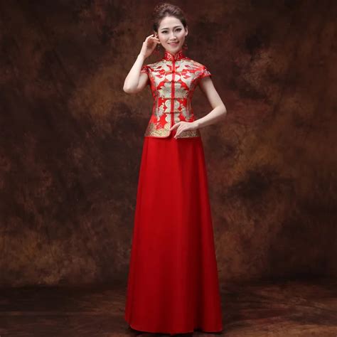 Popular Chinese Red Wedding Dress Buy Cheap Chinese Red Wedding Dress