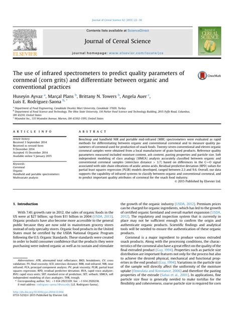 The Use Of Infrared Spectrometers To Predict Quality Pdf Errors And