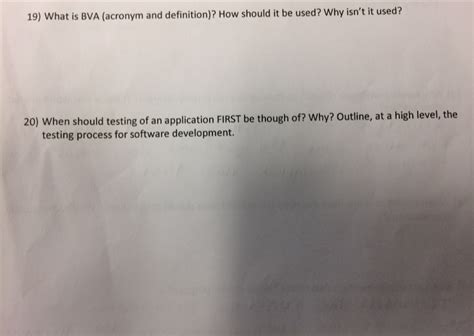 Solved What Is Bva Acronym And Definition How Should It