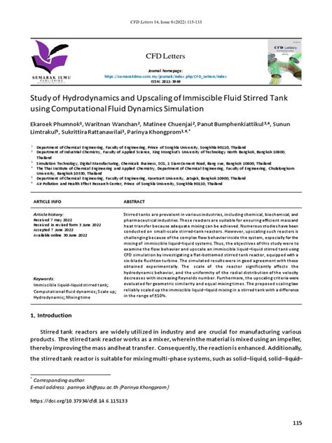 Study Of Hydrodynamics And Upscaling Of Immiscible Fluid Stirred Tank