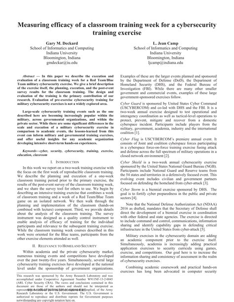 Pdf Measuring Efficacy Of A Classroom Training Week For A