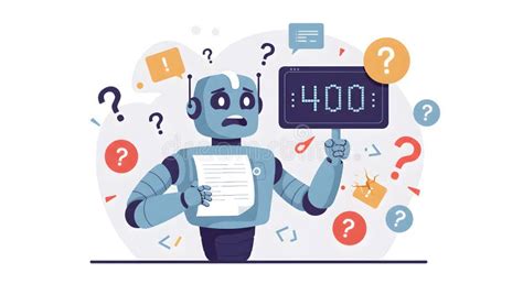 Robot Facing Error Showing Code With Question Marks Around Stock