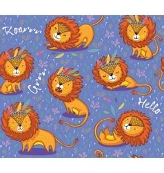 Funny Lions Seamless Pattern With Black Royalty Free Vector