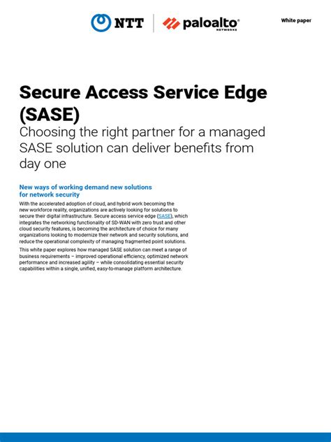 Ntt And Pan Managed Prisma Sase Whitepaper Pdf Cloud Computing