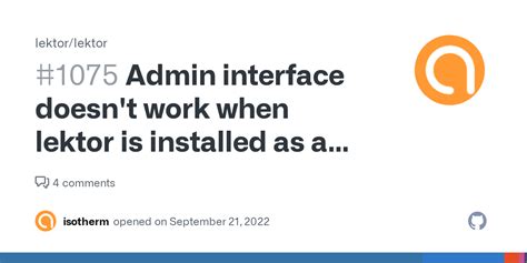 Admin Interface Doesnt Work When Lektor Is Installed As A Local Package · Issue 1075 · Lektor