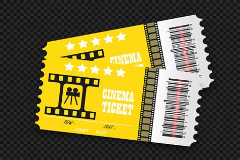 투명한 배경에 고립 된 벡터 시네마 티켓 현실적인 영화 입장권 Film Festival에 대한 스톡 벡터 아트 및 기타 이미지