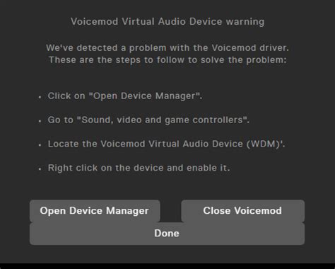 Voicemod Virtual Audio Device Warning Voicemod Help Center