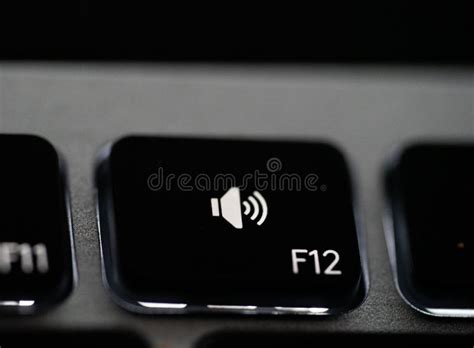 Close Up Of Keyboard Volume Mute Key On Space Grey Metal Stock Image Image Of Internet