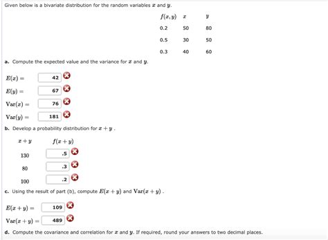 Solved Given Below Is A Bivariate Distribution For The